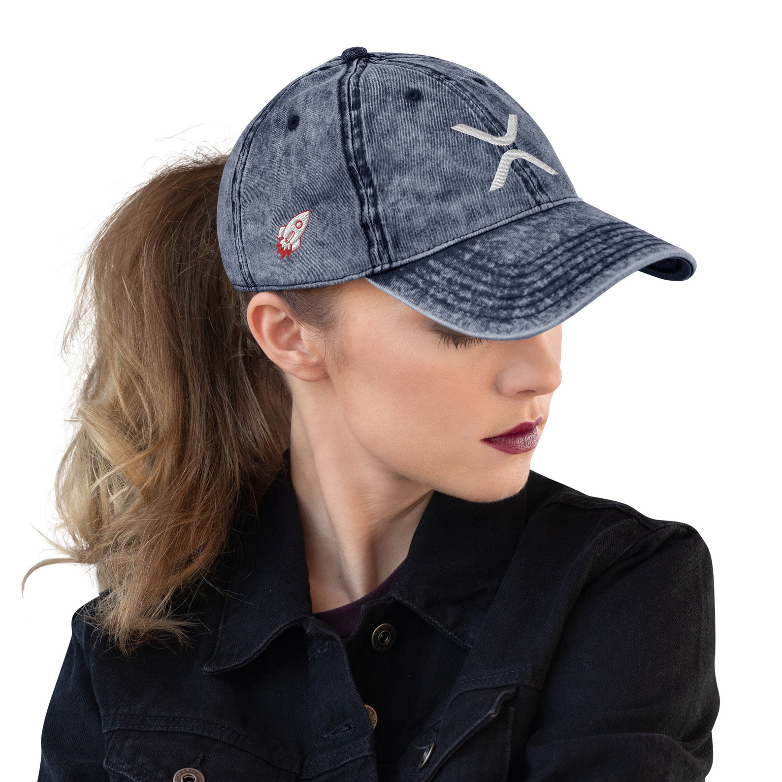XRP 589 Rocket Ship Vintage Cotton Twill Cap (blue) | XRP to the Moon ...