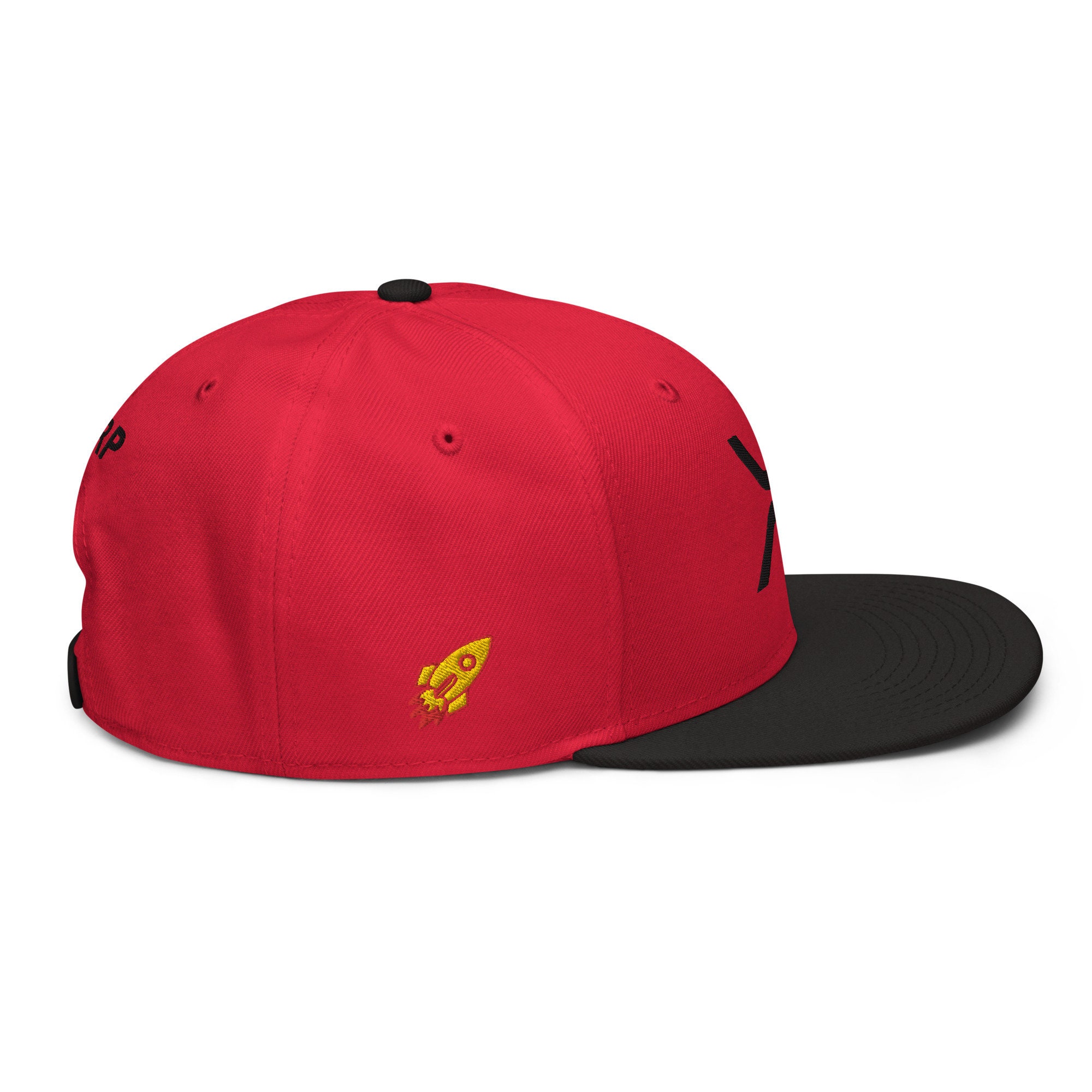 XRP 589 Rocket Ship Snapback Hat (white, Gray, Red Hat With Black Brim ...