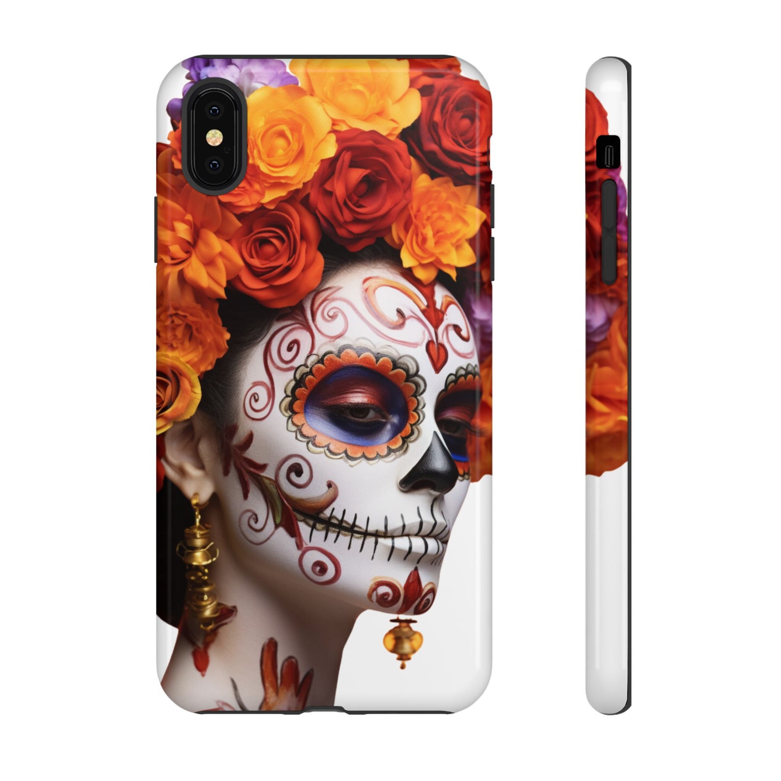 La Catrina Phone Case, Dia De Los Muertos, Floral Head Wreath, Sugar ...