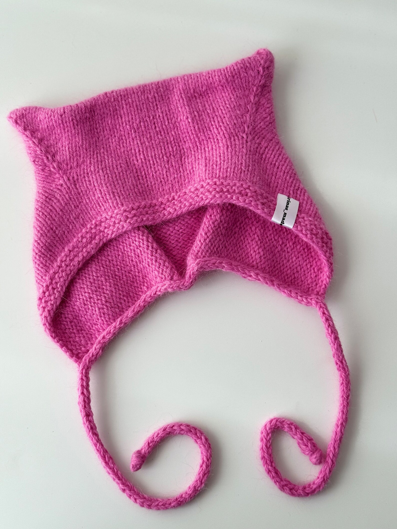 Kitty Knitted Hat Baby Girl Knitted Hat Angora Cap With Ties Baby Girl ...