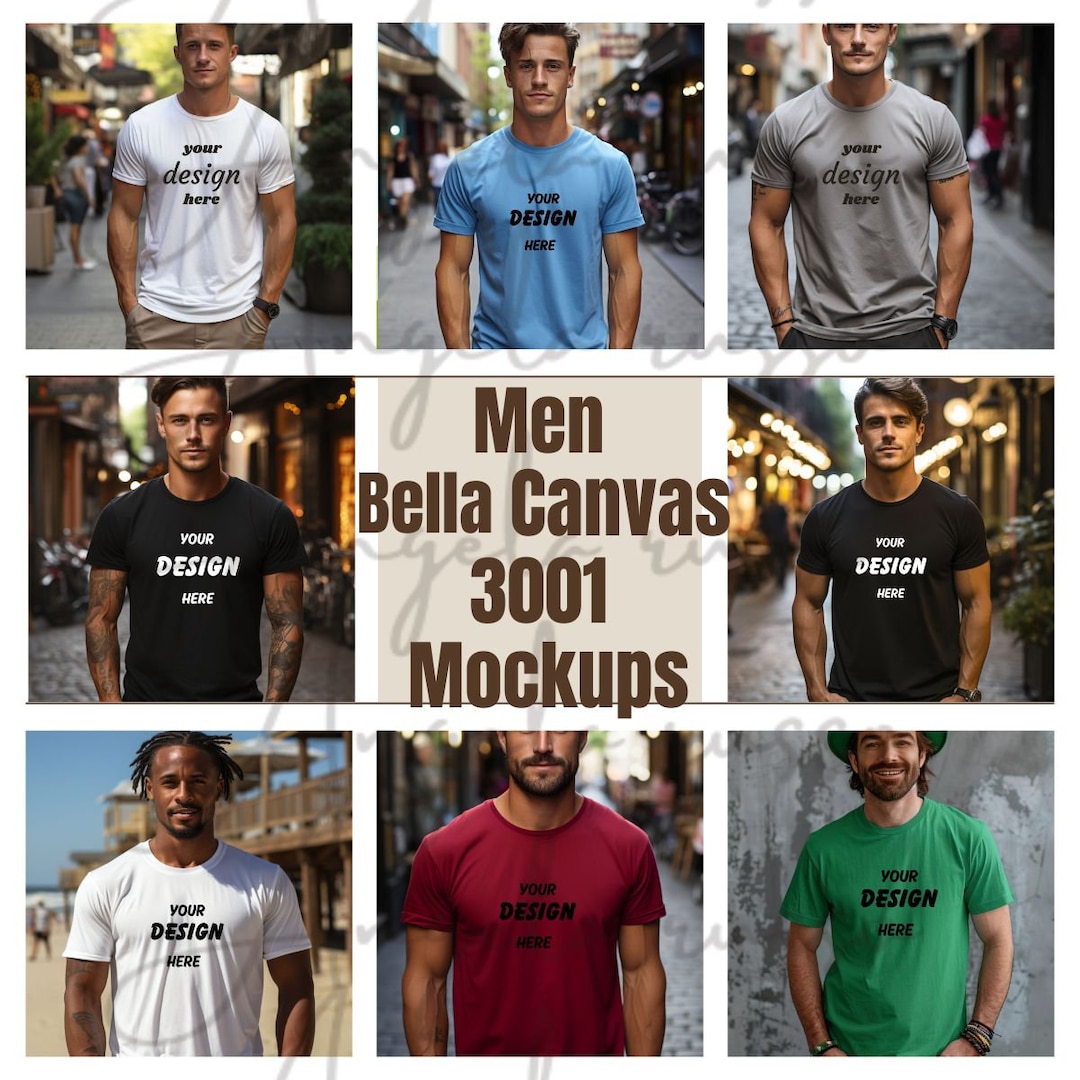 Best Selling Colors Bella Canvas 3001 Men Mockup Mens T-shirt Mockup ...