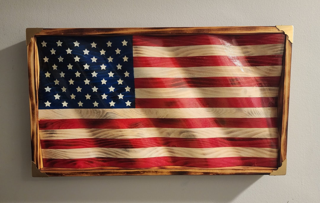Wavy Wooden American Flag - Etsy