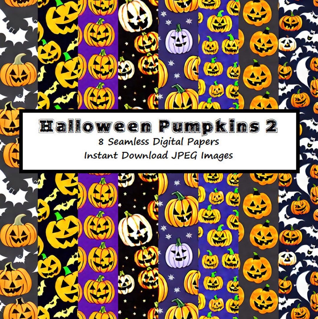 Halloween Pumpkins Digital Pattern Papers Scrapbook Papers 8 - Etsy