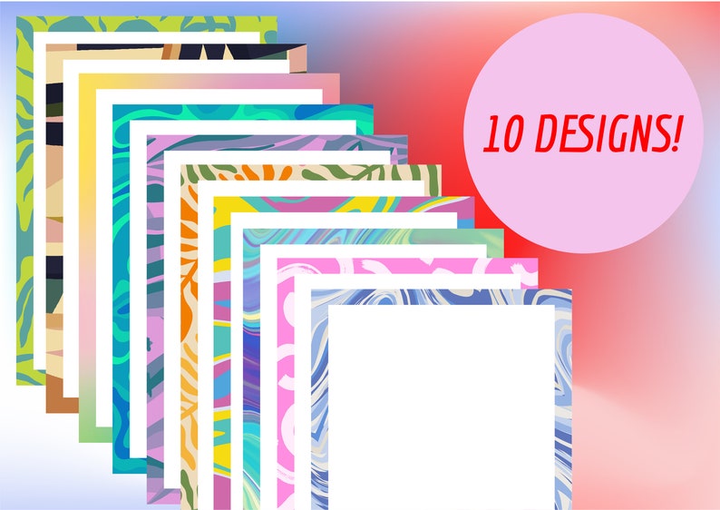 Printable Letter Writing Paper Stationery Kit Marble Abstract Wavy ...