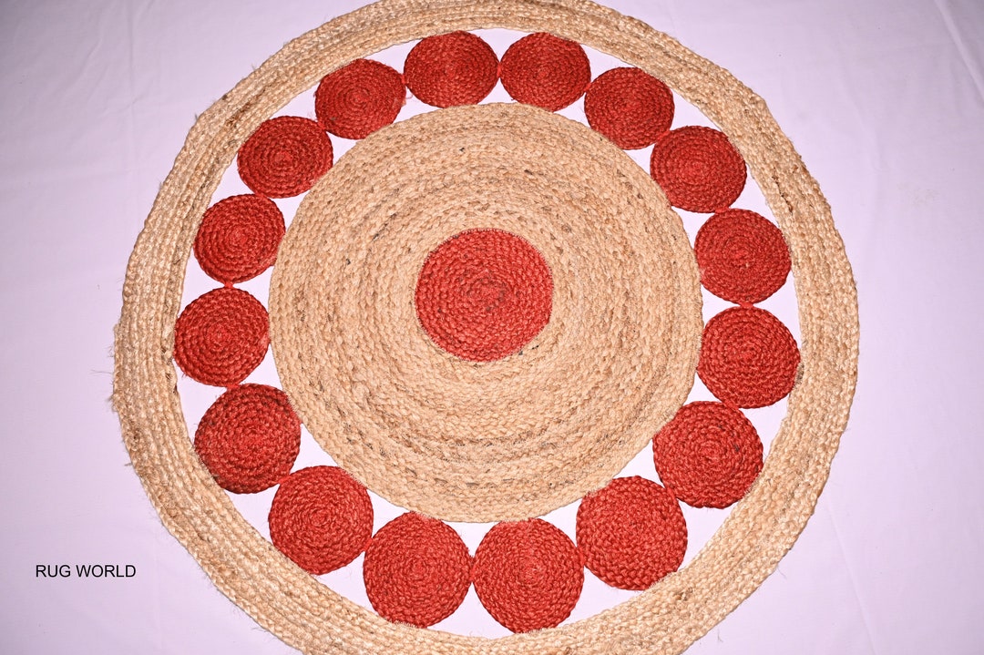 Scallop Round Jute Rug,jute Round Rug,round Moroccan Rug,bathroom Rug ...
