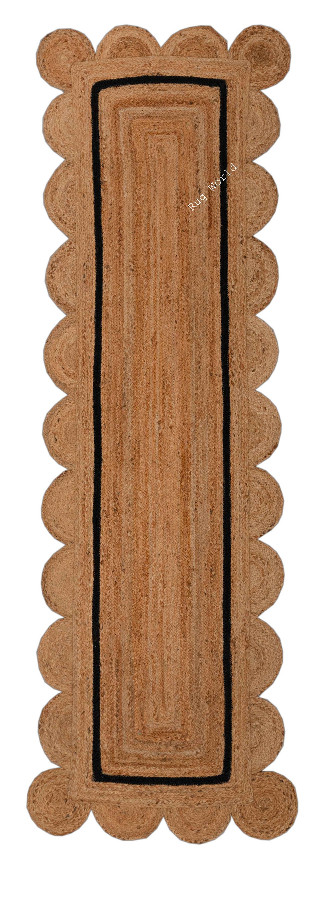 2X6,2X8 Feet Black Signal Border,scalloped Runner Rug,handmade Boho Rug ...