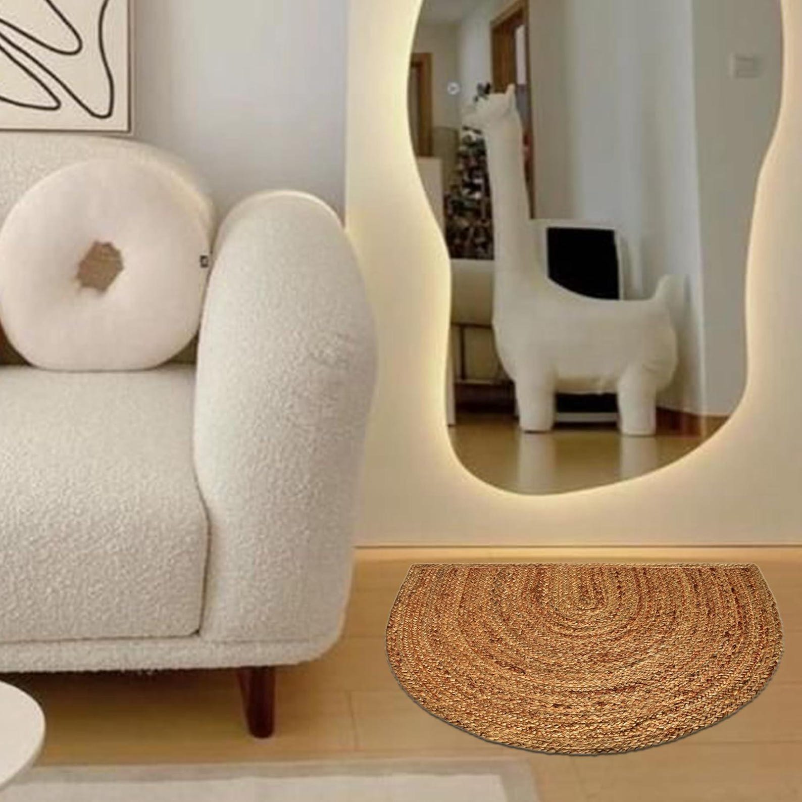 30X60 CM Half Circle Door Runner Rug, Door Mat Jute Rug, Handmade Rug ...