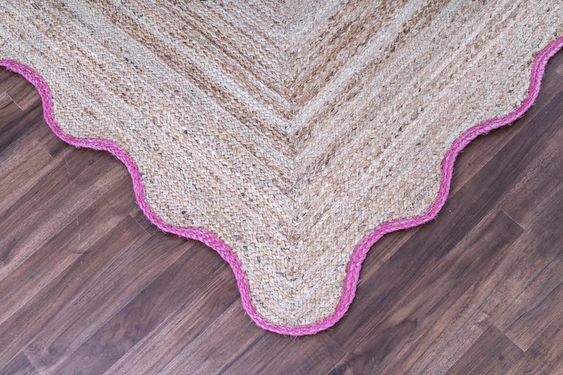 Alfombra festoneada de yute hecha a mano, alfombra de yute para cocina ...