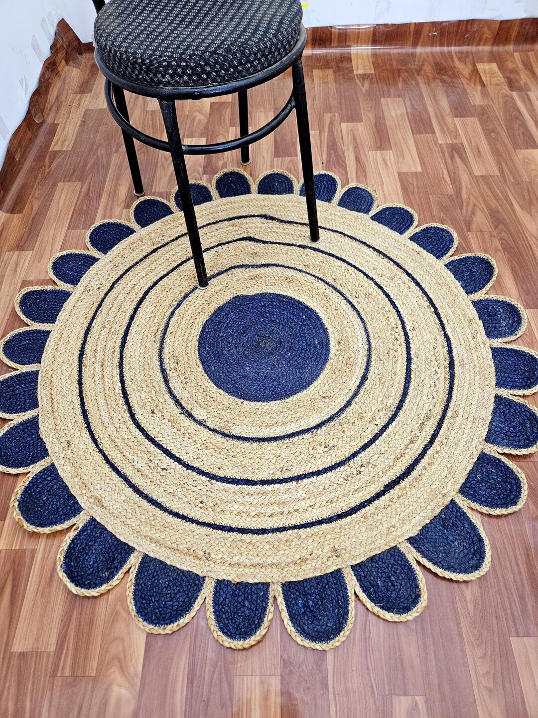 4X4,6X6,7X7 Feet Scalloped Round Rug, Bohemian Rug, Living Room ...