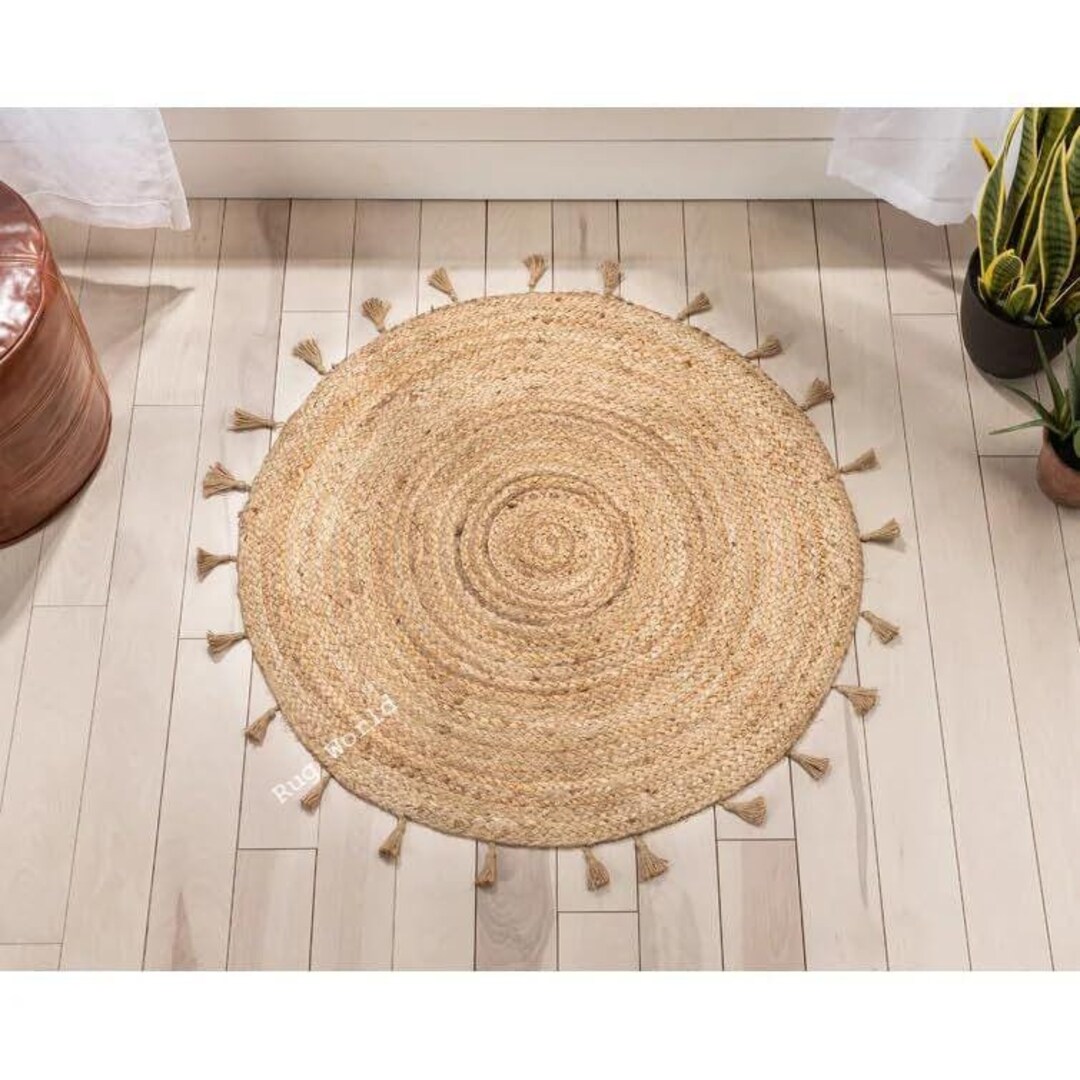 3X3,4X4,5X5,6X6 Feet Round Rug, Handmade Jute Rug, Bohemian Rug, Living ...