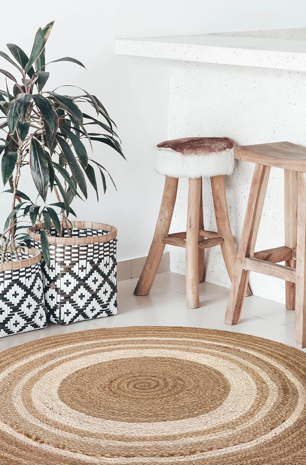 8X8,9X9 Feet Round Rug, Natural Round Rug, Bathroom Rug, Bohemian Rug ...