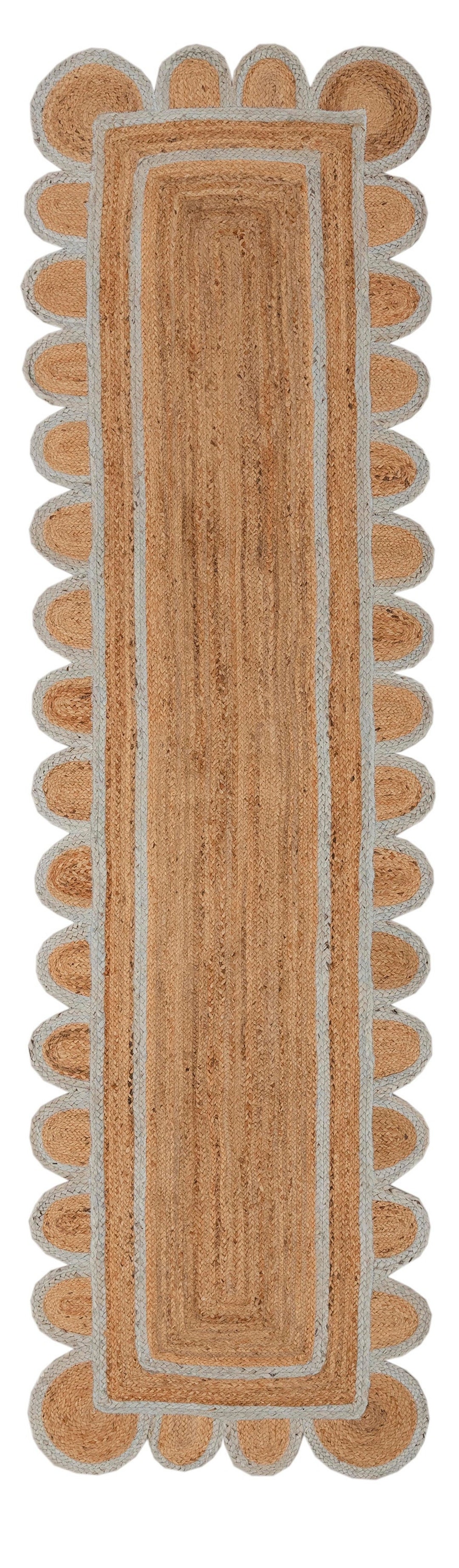 2X6,2X8,2X10 Runner Rug, Scallop Light- Blue Jute Rug, Handmade Rug ...