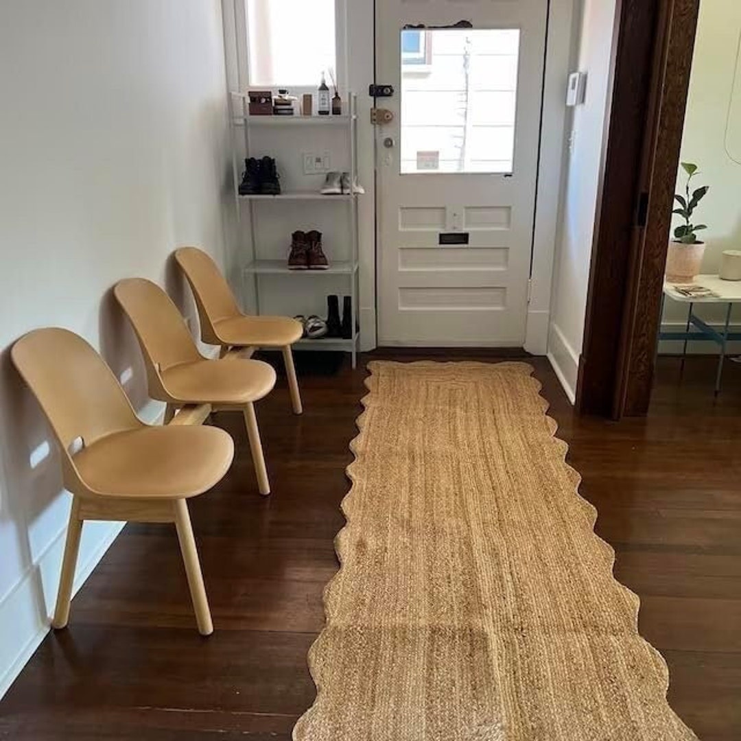 2X5,2X6 Feet Natural Scallop Runner Rug , Scalloped Rug, Jute Rug ...