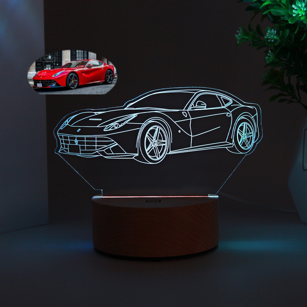Car Guy Gift, Custom 3D Car Sketch Night Light 7 Colors, Super Car ...