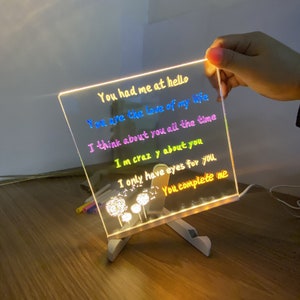 LED Note Board With Colors, 2024 New Glowing Acrylic Message Marker ...