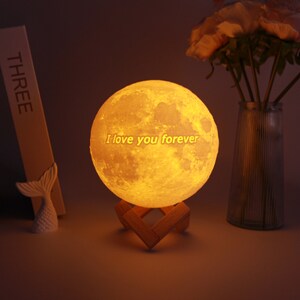 Personalized Moon Lamp, Custom 3D Photo Printed Moon Lamp, Lunar Night ...