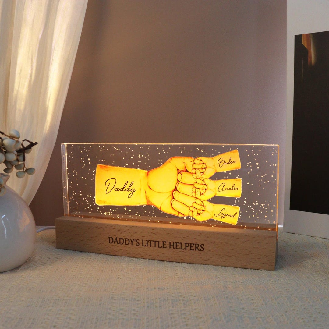 Father's Day Daddy's Team Fist Bump Light Gift,custom Dad Kid's Names ...