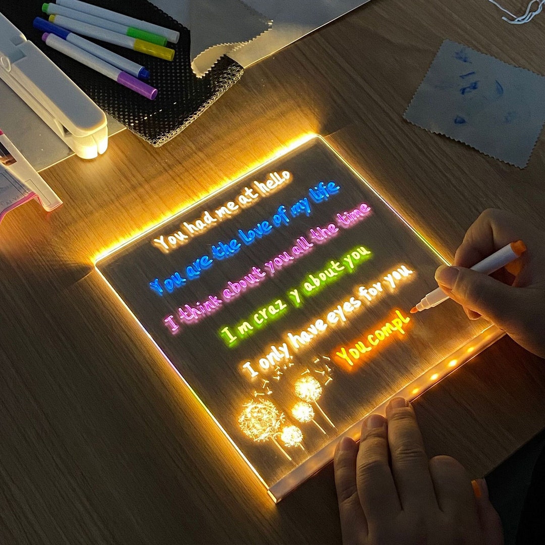 LED Note Board With Colors, 2024 New Glowing Acrylic Message Marker ...