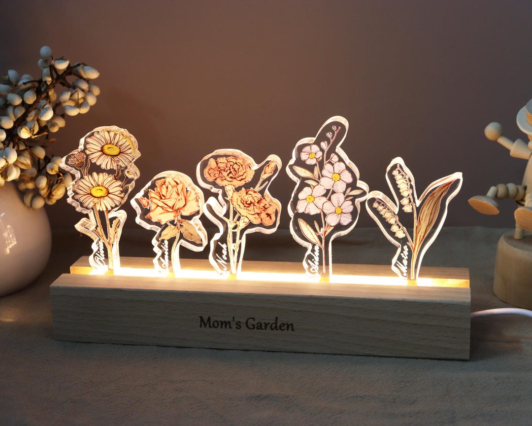 Customized Birthday Flower 3D LED Night Light,mother’s Day Gift for ...