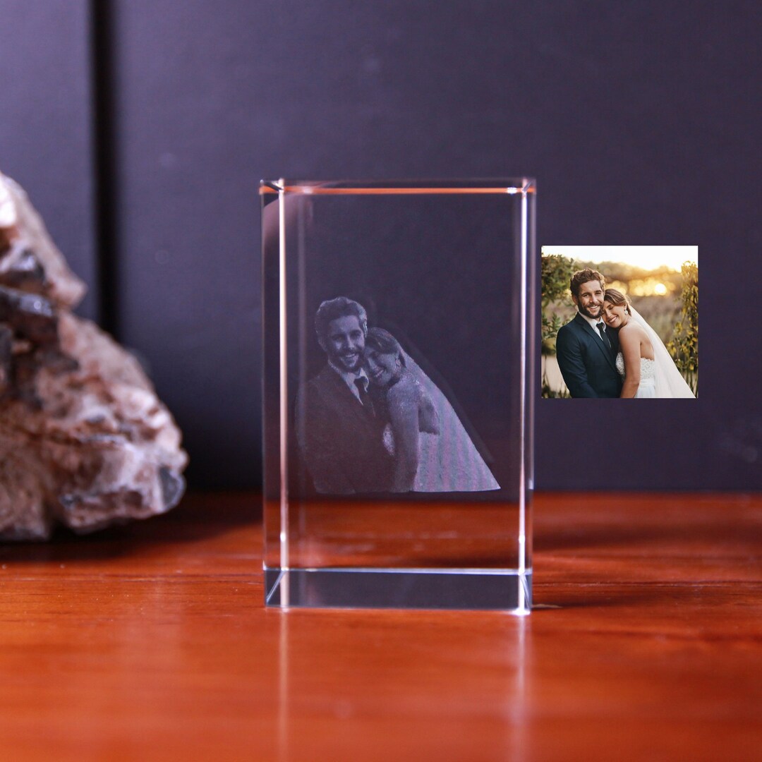 Custom Photo 3D Laser Crystal, 3D Pet Portrait Crystal Tower, Family ...