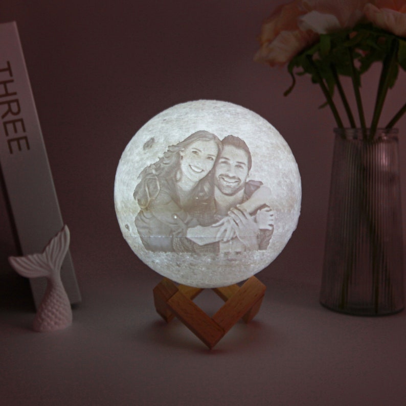 Personalized Moon Lamp, Custom Moon Lamp,custom 3D Photo Printed Moon ...