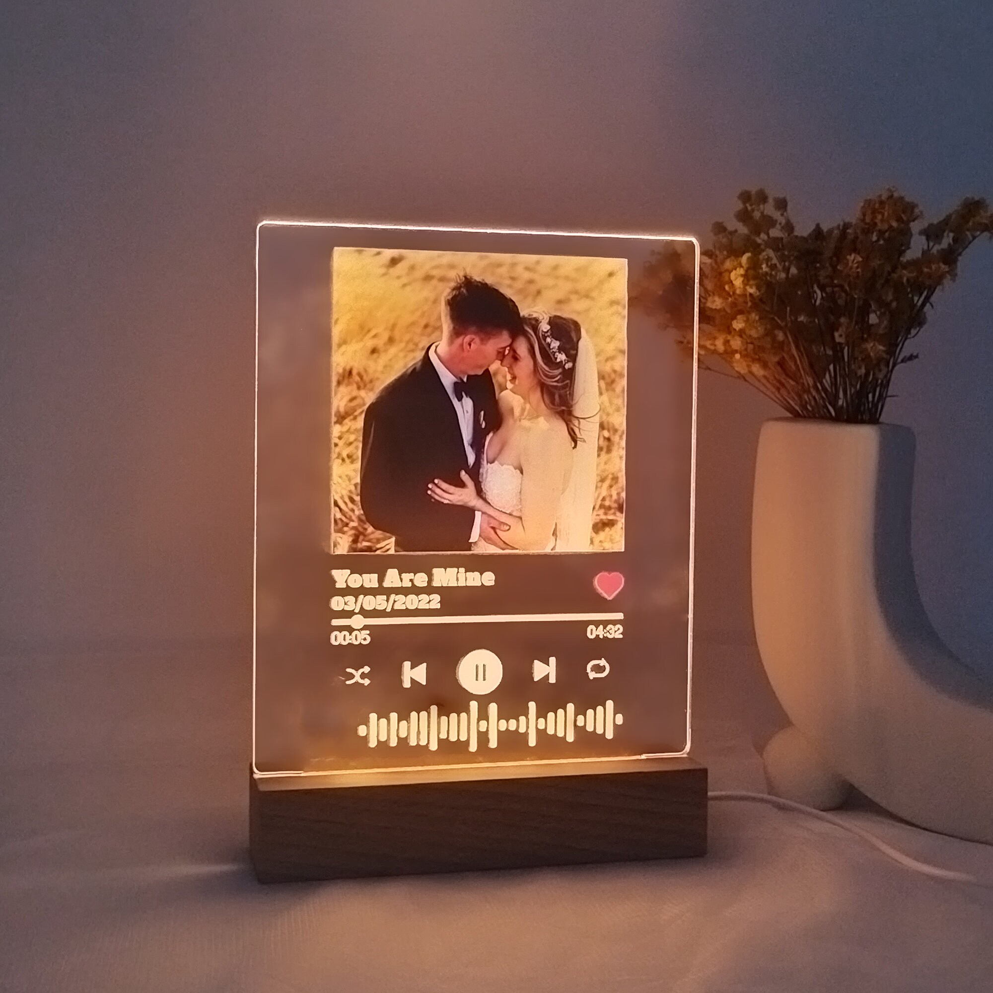 Custom Music Song Plaque, Photo Song Plaque LED Light, Song Acrylic ...