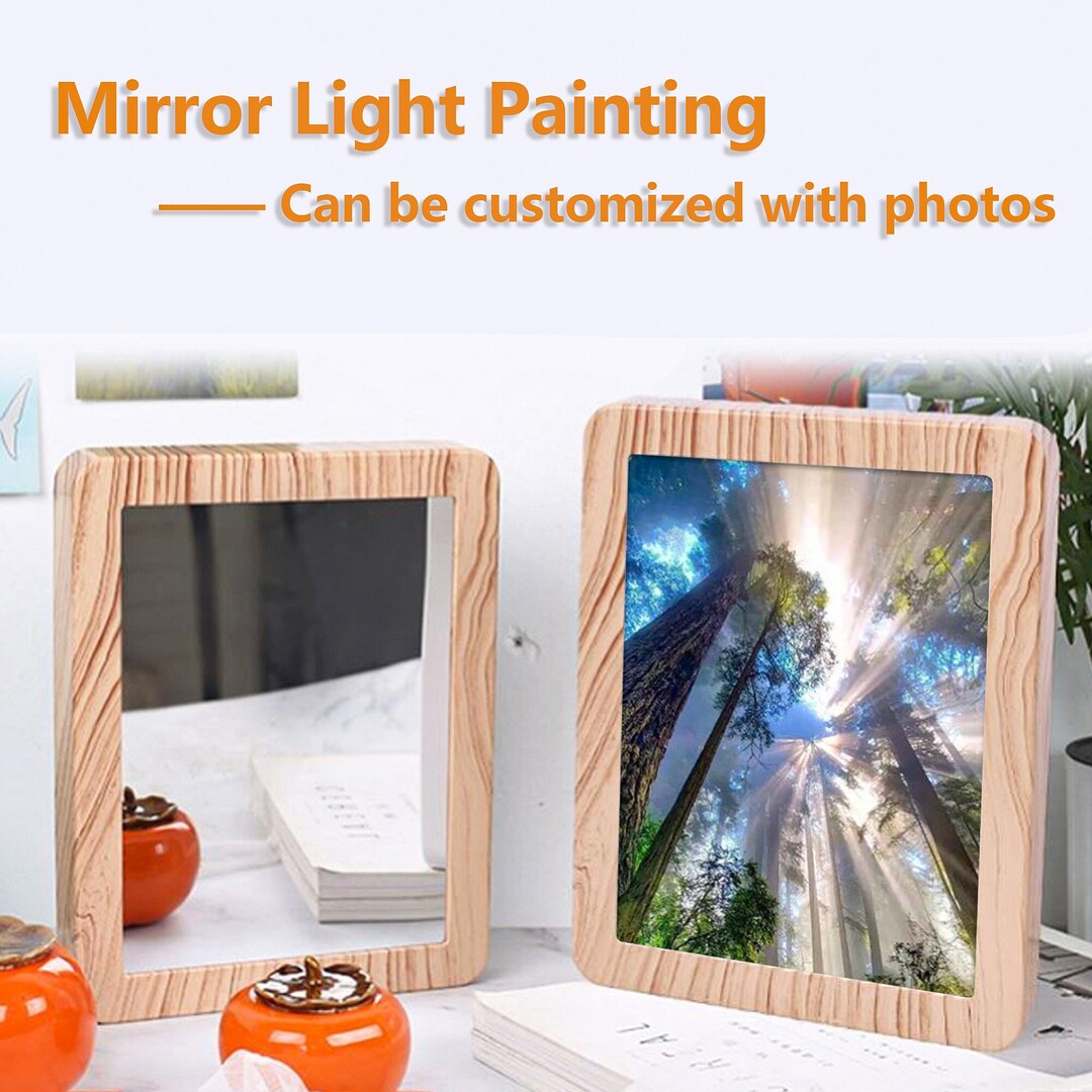 Light Art Painting Frame and Mirror Two in One, LED Light Painting ...