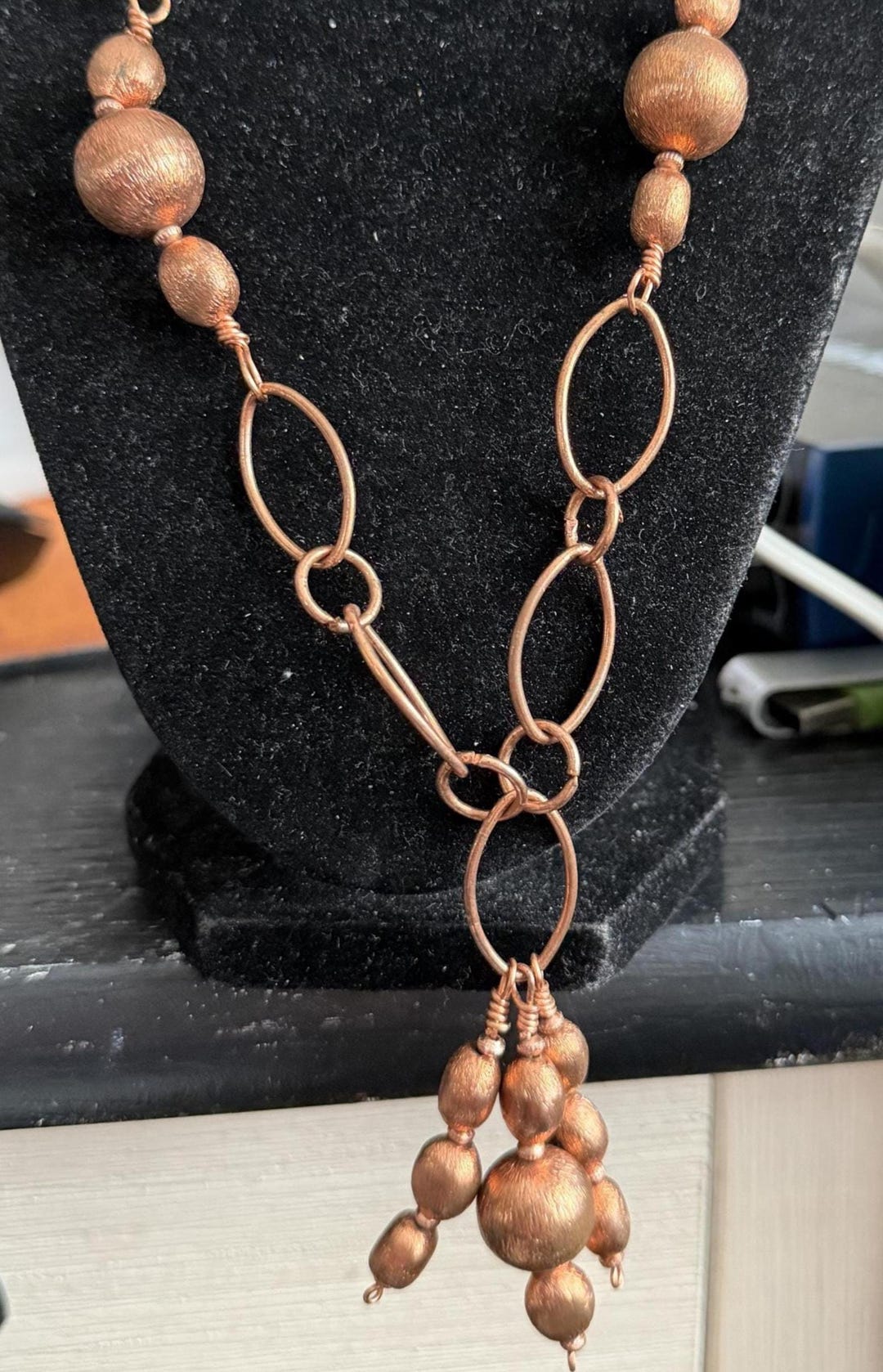 Copper Beaded Necklace With Matching Earrings - Etsy