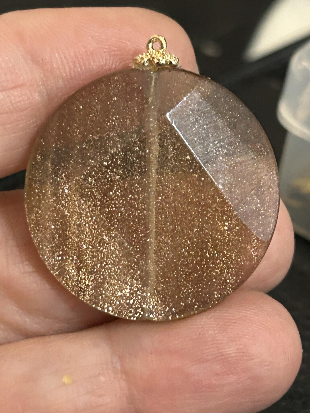 Smoky Bronze Gold Flecked Glass Pendant - Etsy