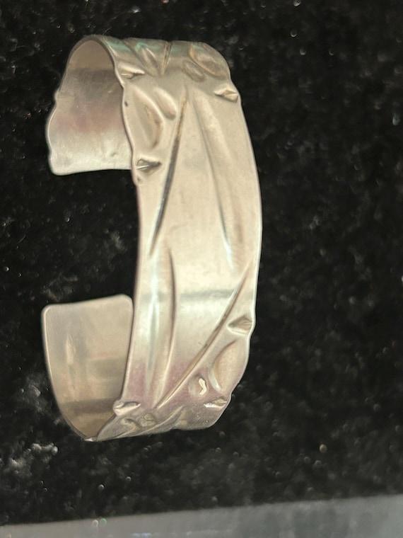 Sterling Silver Wide Bangle Bracelet - Gem