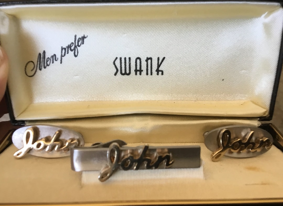 Swank Men’s Silver Cuff Links and Tie Pin With the Name John - Etsy