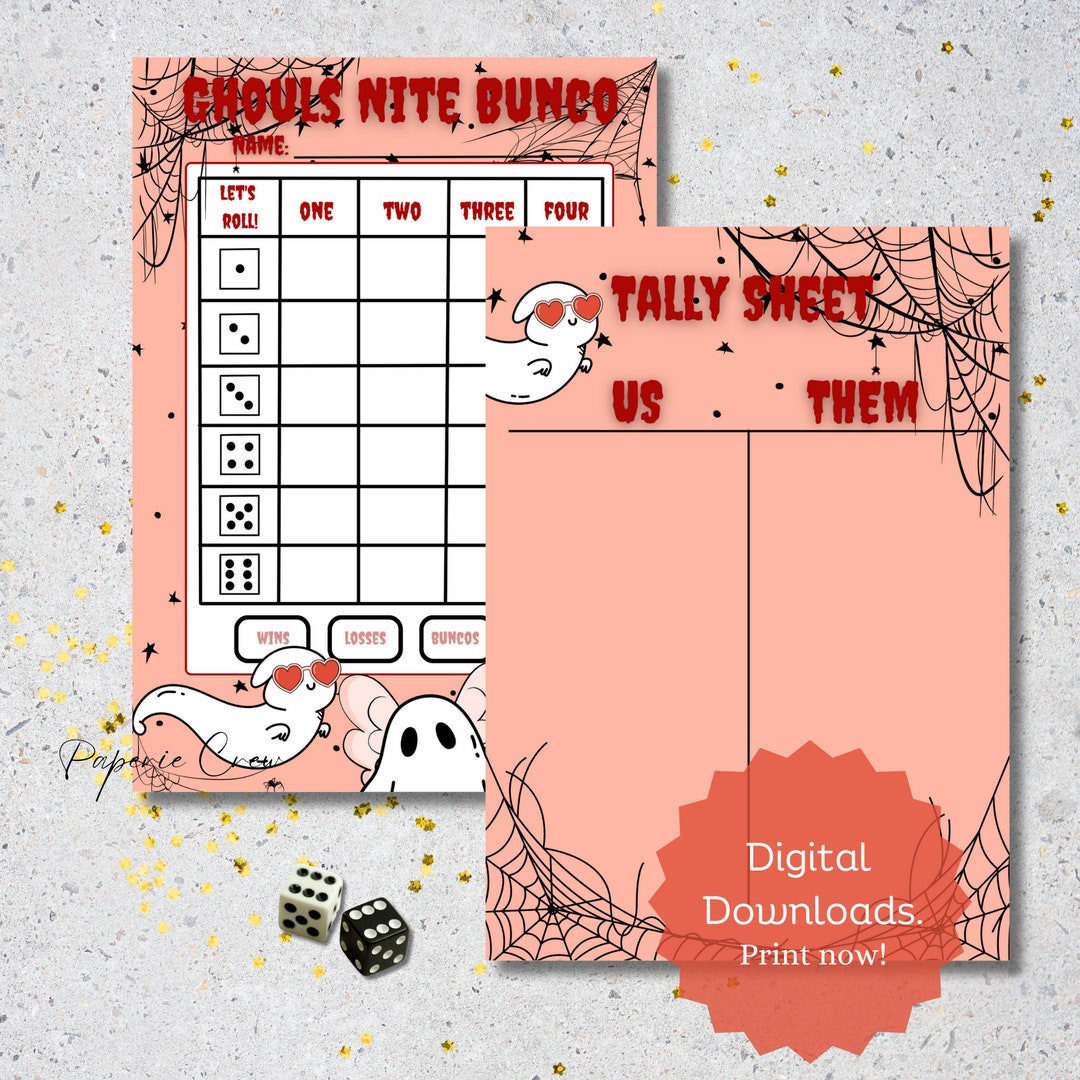 Halloween Bunco, Printable Ghouls Nite Bunco Set With Score Sheets ...
