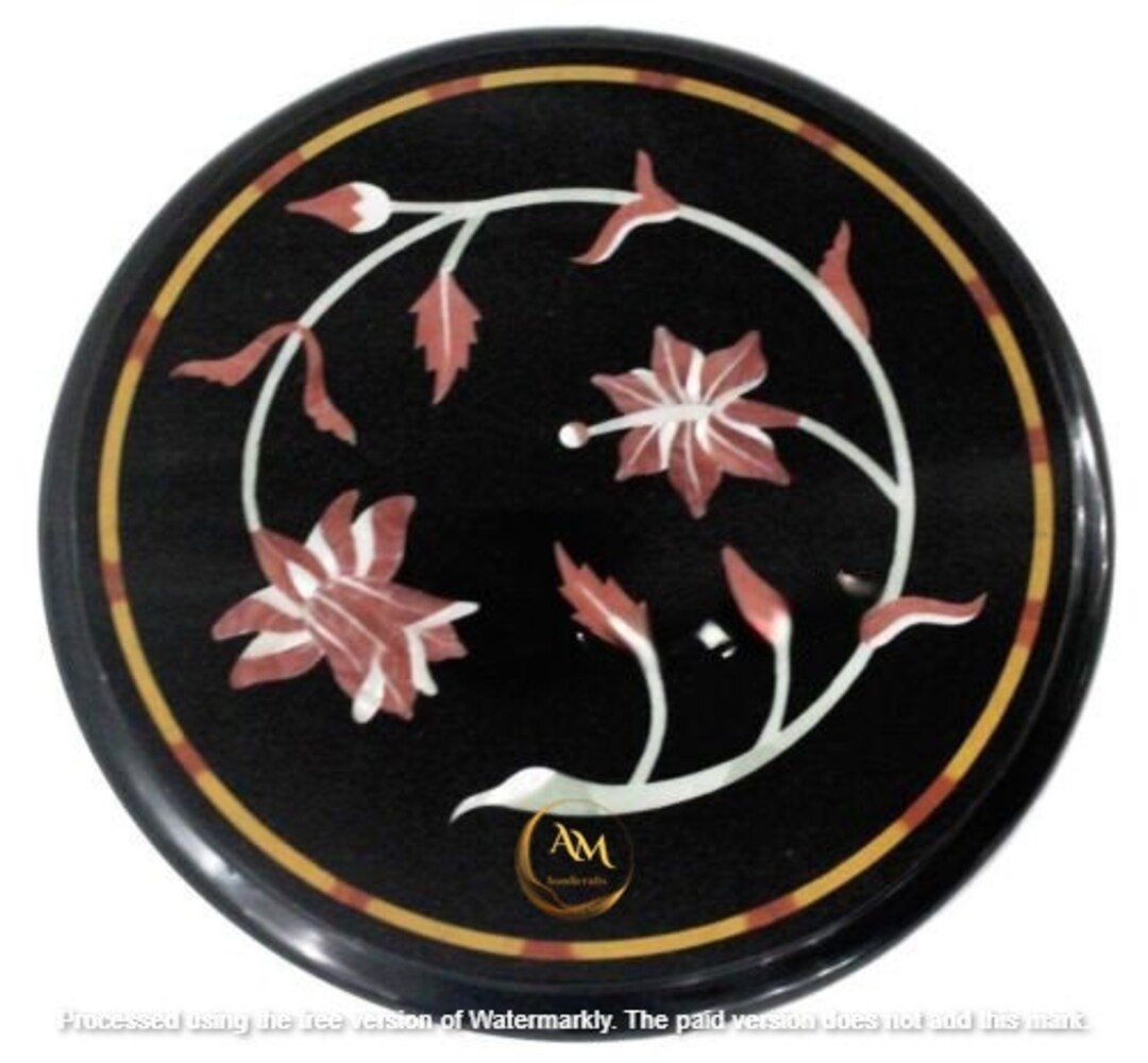 Black Marble Coffee Table / MOP Inlay /elegant Centerpiece Counter Desk ...