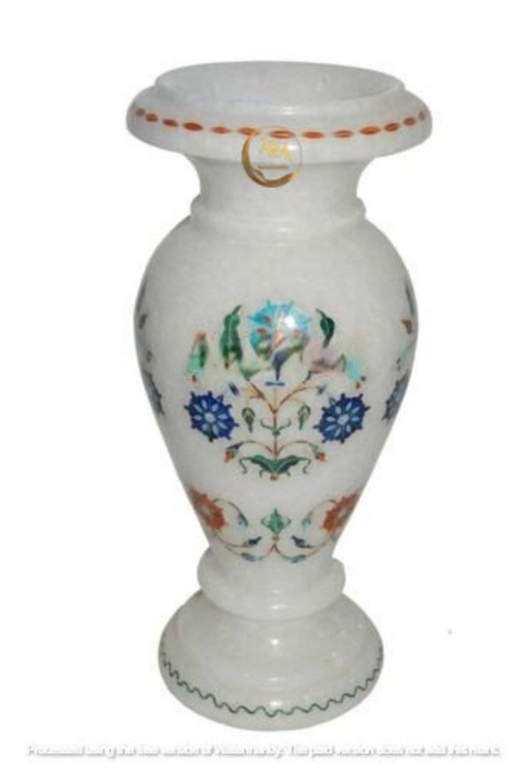 Marble Flower Vase Semi Precious Stones Floral Inlay Handmade - Etsy