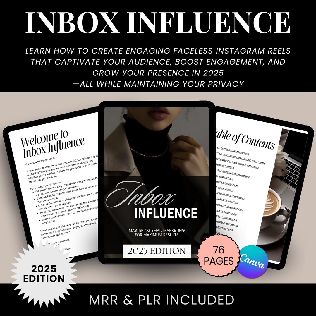 Inbox Influence Email Marketing Guide | 2025 Strategies | MRR | PLR | Done for You Guide | Email ...