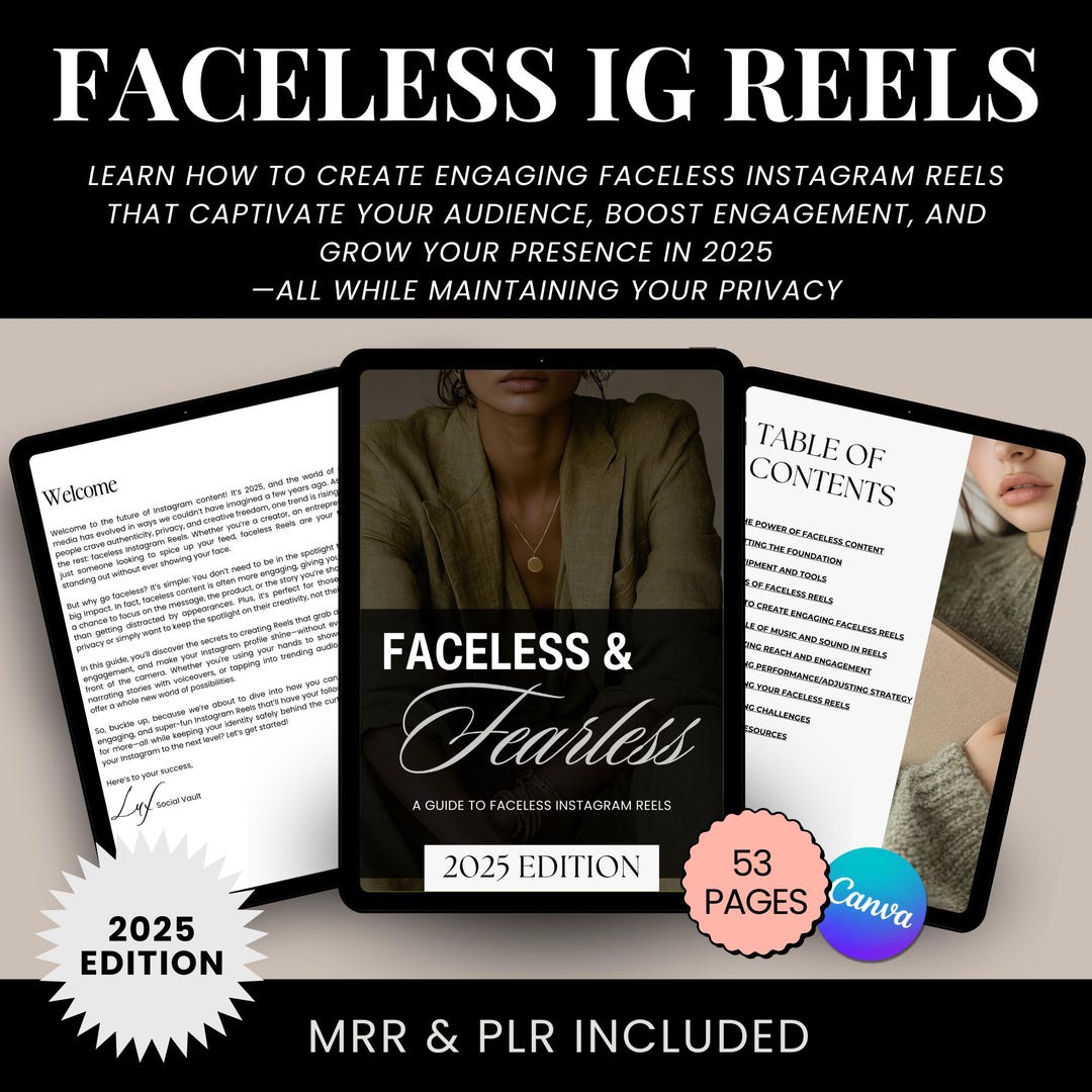 Faceless and Fearless Instagram Guide | MRR | PLR | Done for You Guide ...