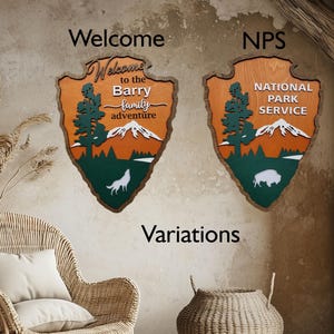 Personalized National Park Arrowhead Sign: 3D Wood Family Name Welcome ...