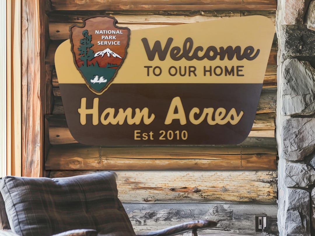 National Park Service Welcome Sign, NPS Inspired Family Name Sign ...