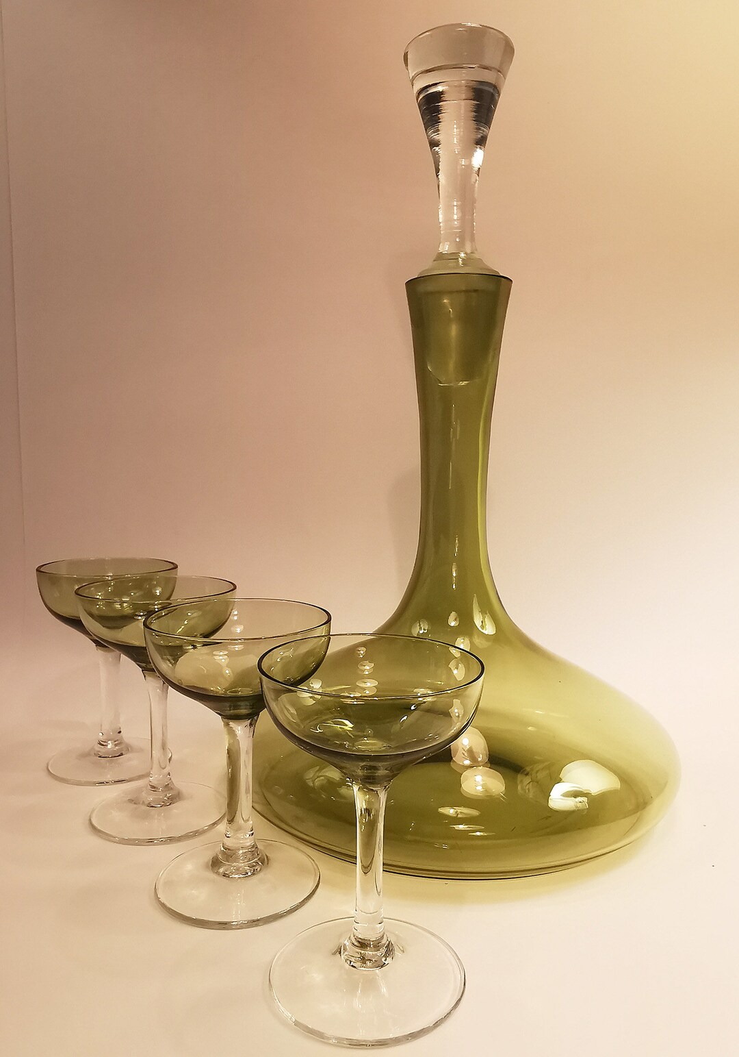 Colored Glass Carafe Art Nouveau Design Loft Collector's Glass Art ...