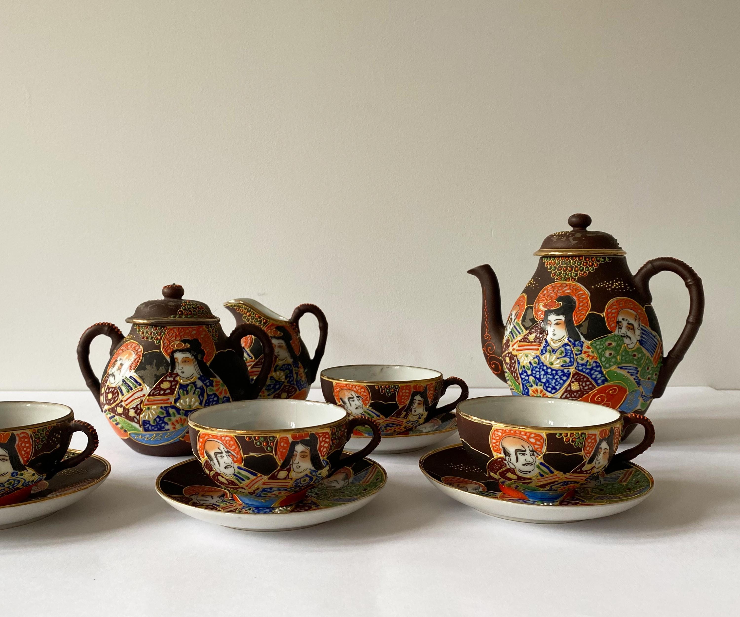 Complete Antique Japanese Satsuma Moriage Tea Set – Hand-painted With ...