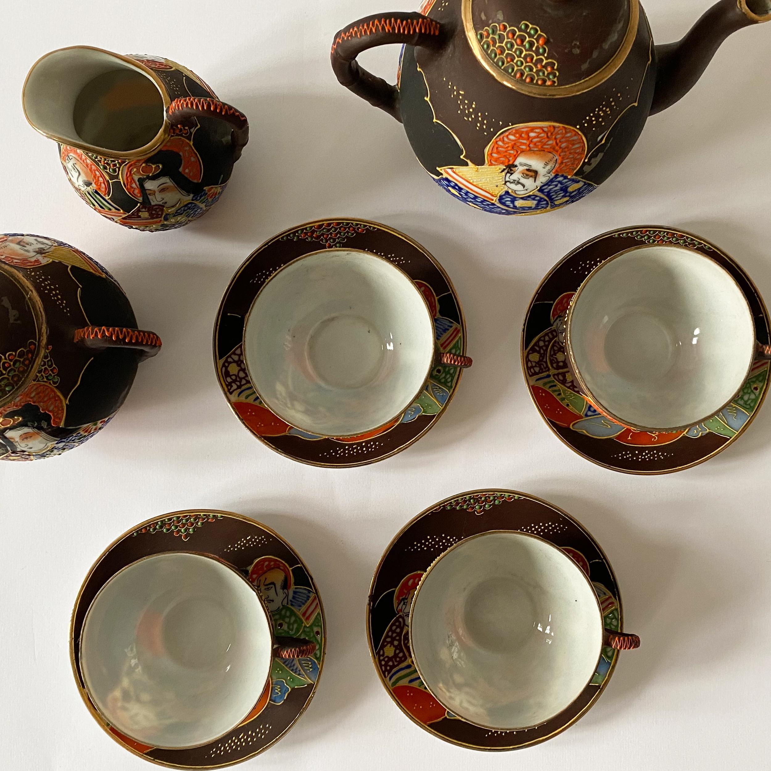 Complete Antique Japanese Satsuma Moriage Tea Set – Hand-painted With ...