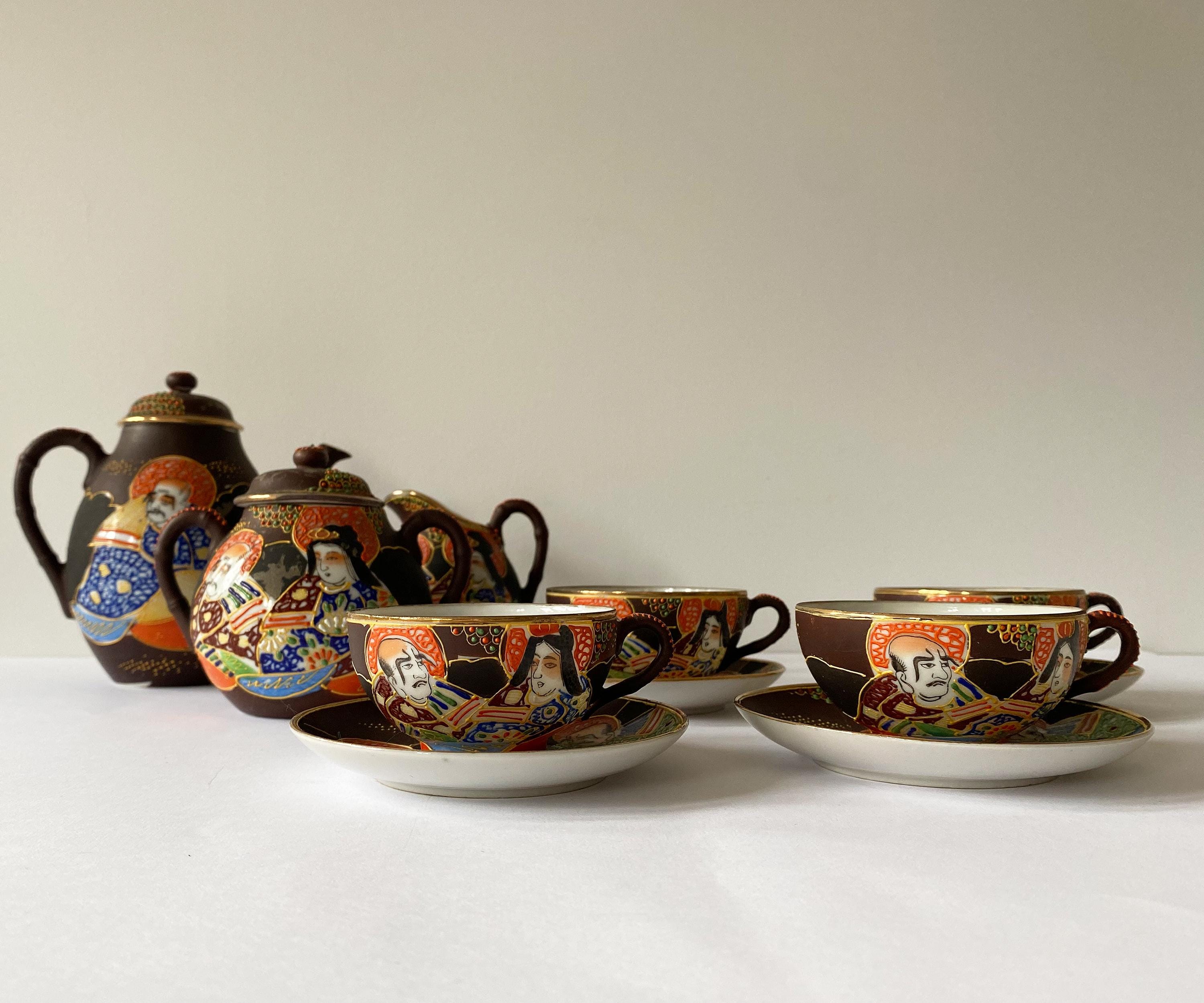 Complete Antique Japanese Satsuma Moriage Tea Set – Hand-painted With ...