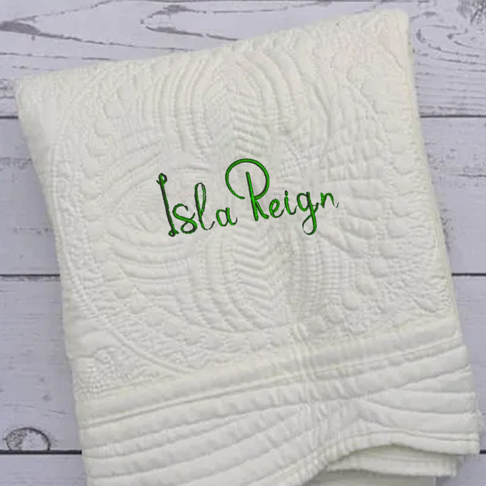 Personalized Baby Blanket | White Quilt Blanket With Embroidered Name ...