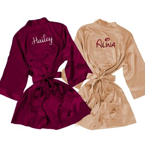 Personalized Satin Robes for Women Custom Front and Back Embroidery for ...