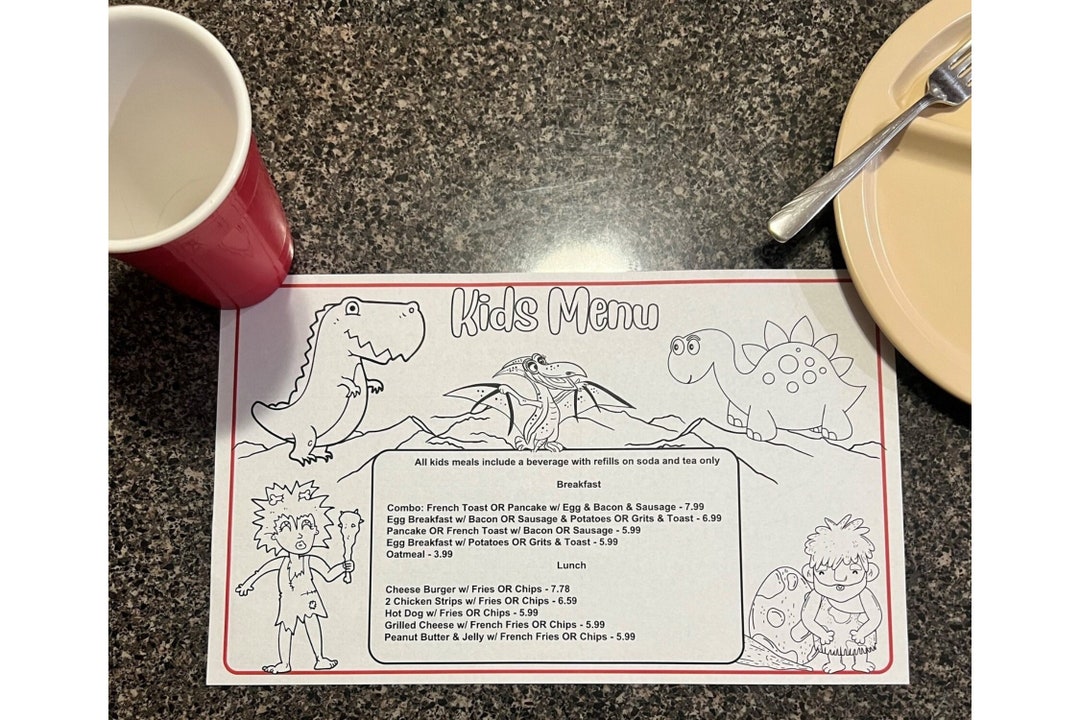 Printable Kids Activity Menu Restaurant Activity Placemat for Kids ...