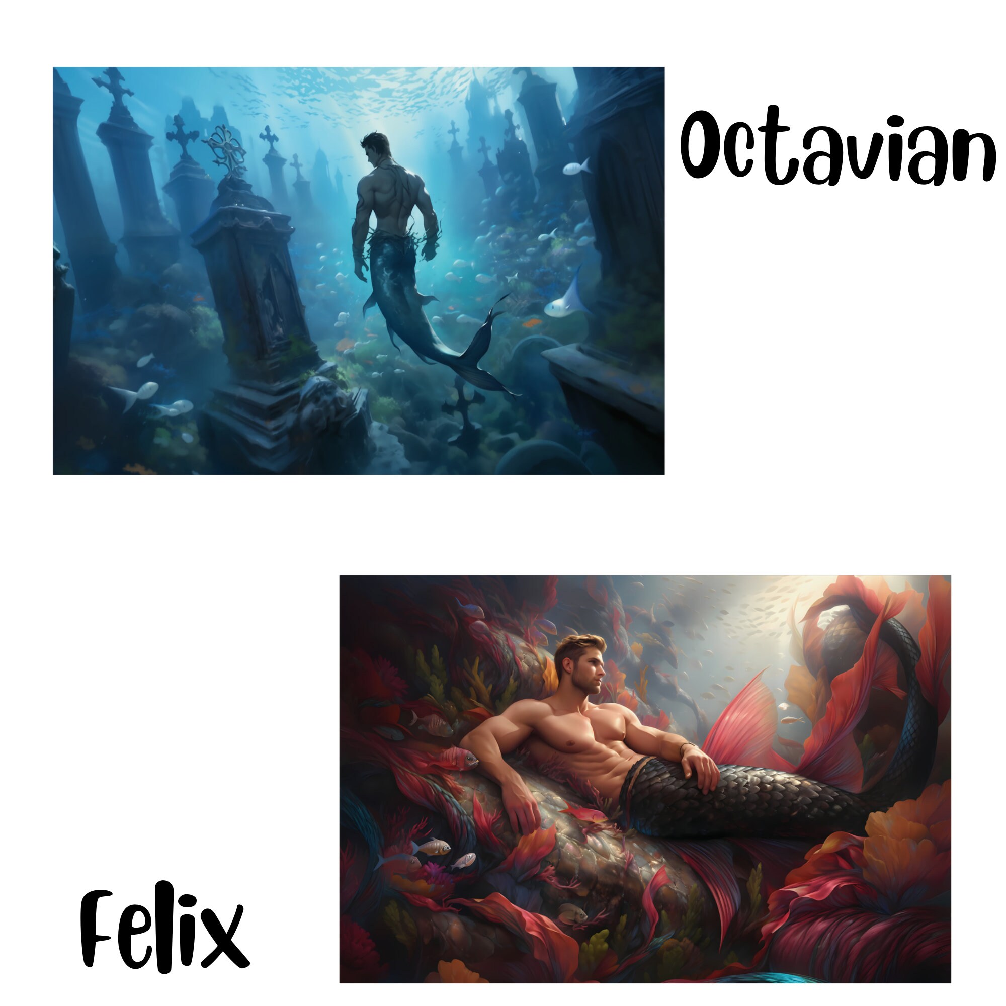 Mermen of 2024 Poster Collection Poster Version of 2024 Calendar Mermen ...