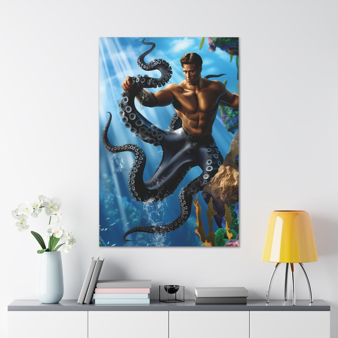 Mer-octopus cecaelian Canvas Sea Creature Collection Coastal Ambiance ...