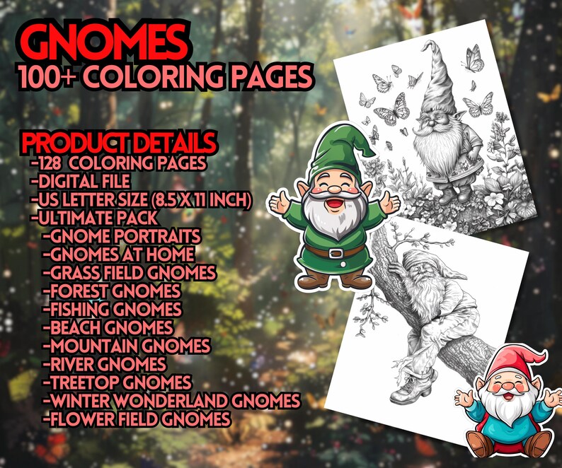 100+ Gnomes Coloring Pages, Cute Gnome Coloring Sheets, Garden Gnomes ...
