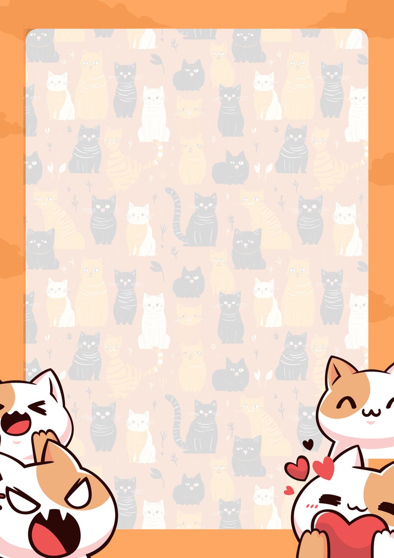 Cartoon Cats Seamless Patterns, Cartoon Cats Prints, Cat Digital Prints ...