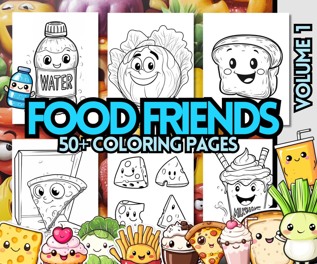 50+ Food Coloring Pages, Kawaii Food Characters Coloring, Food Coloring ...